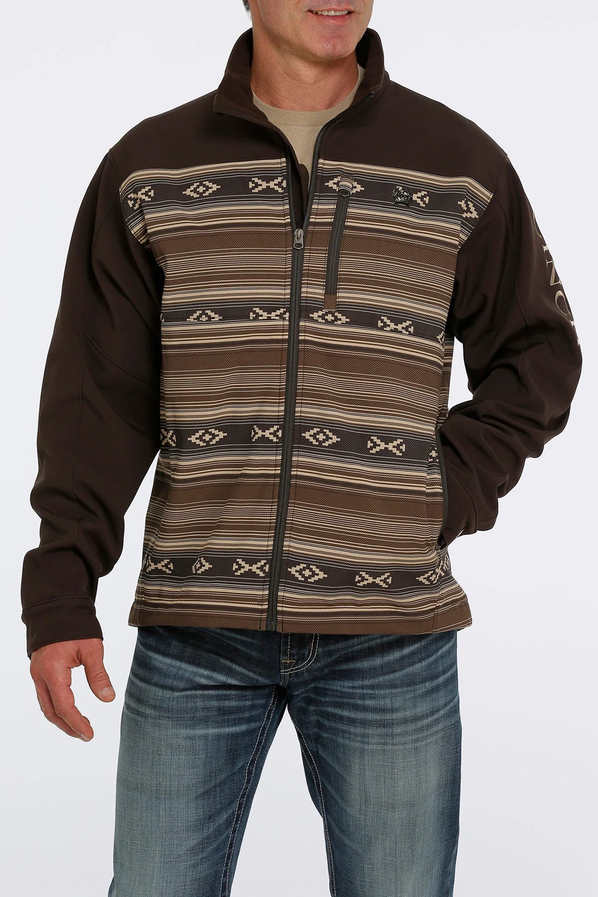 MENS CINCH JACKET- BROWN/ AZTEC PRINT – Western Road Clothing & Tack